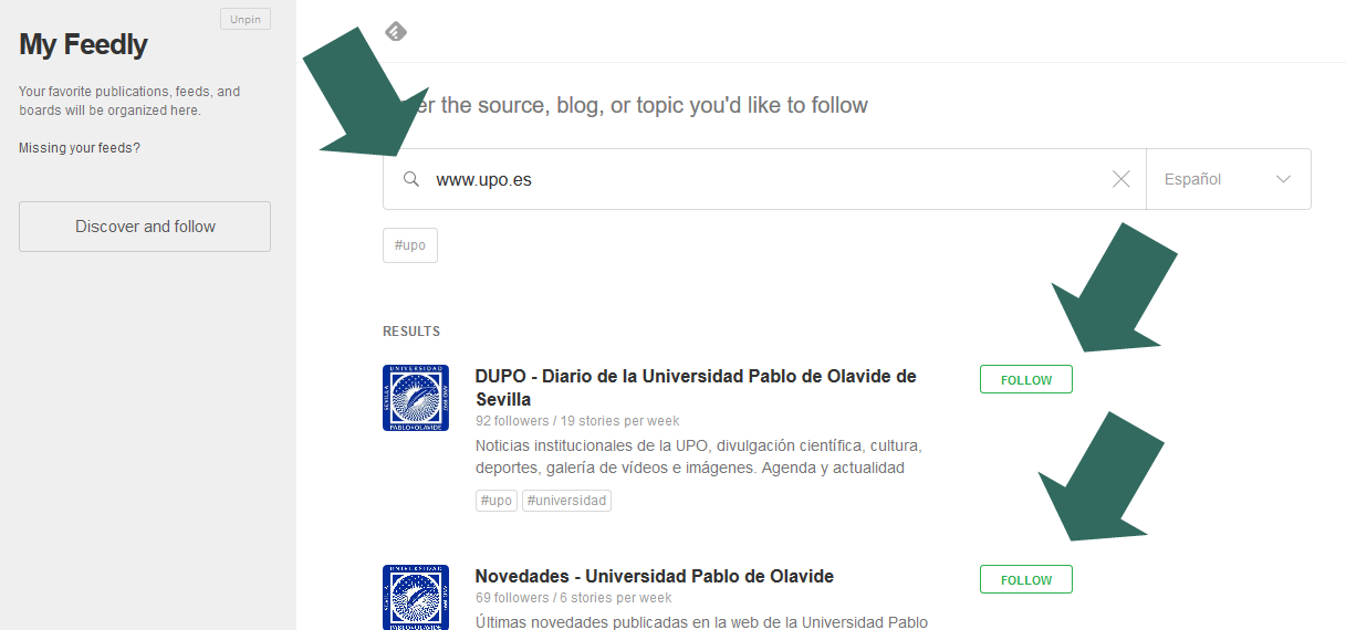 Feedly. Gestor de RSS