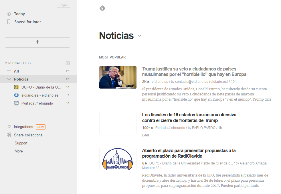 Feedly. Gestor de RSS